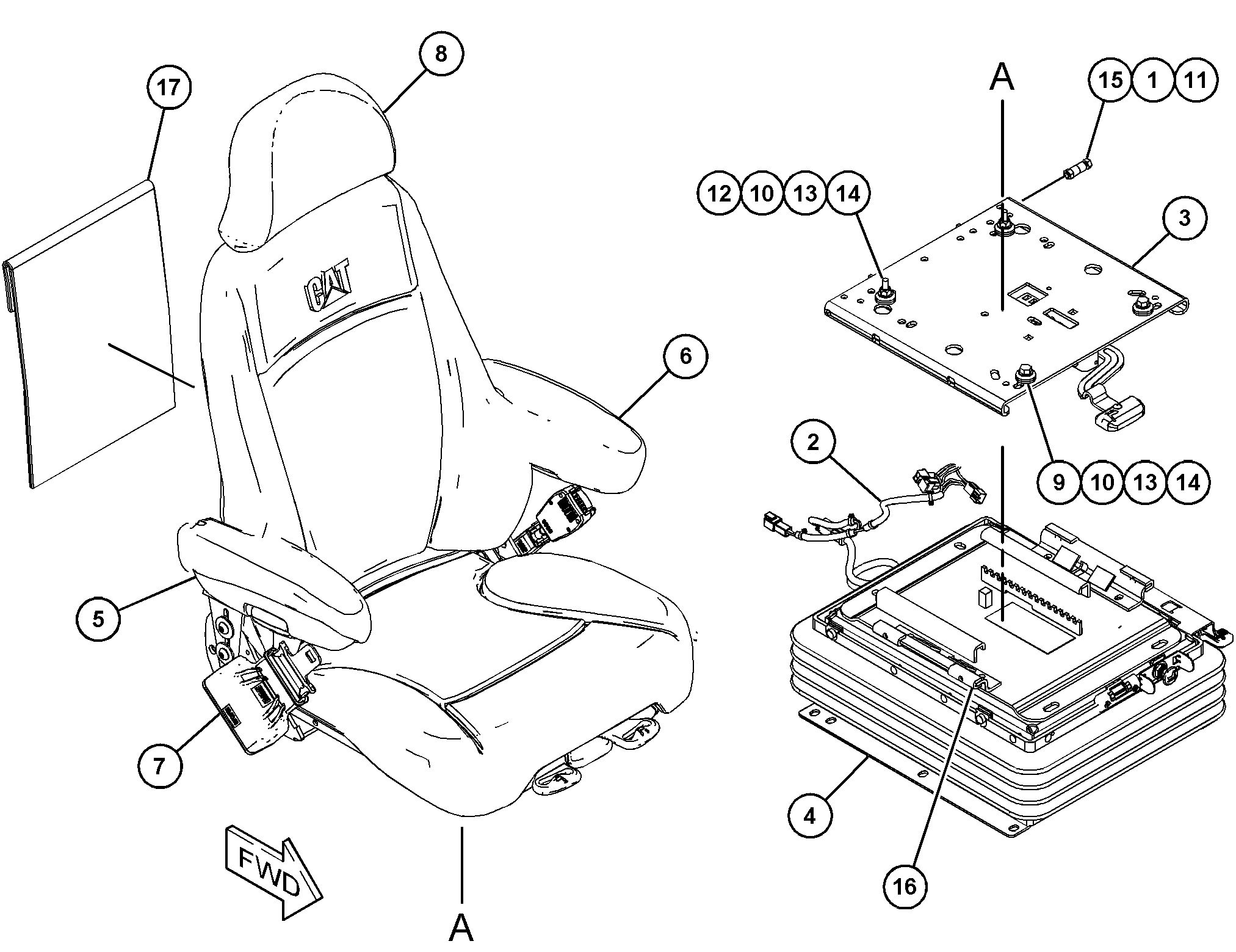 421-1231: Seat Assembly (Suspension) | Cat® Parts Store