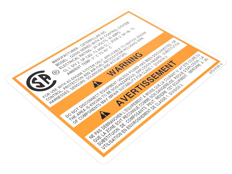 273-3125: G3500 Warning Decal Film | Cat® Parts Store
